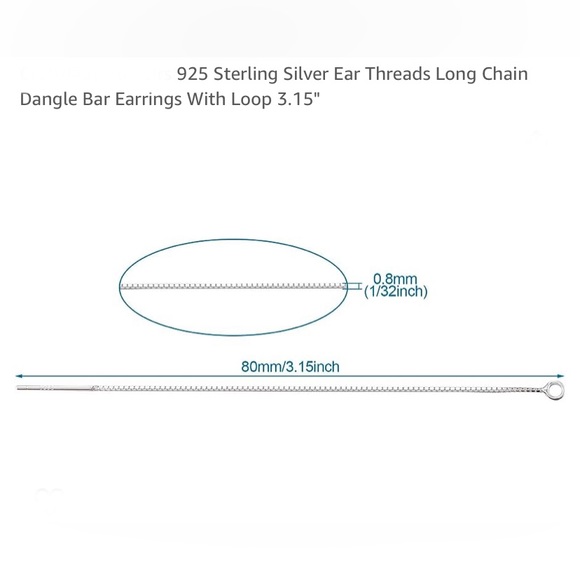 Hand Crafted | Jewelry | 925 Sterling Silver Ear Threads Long Chain ...